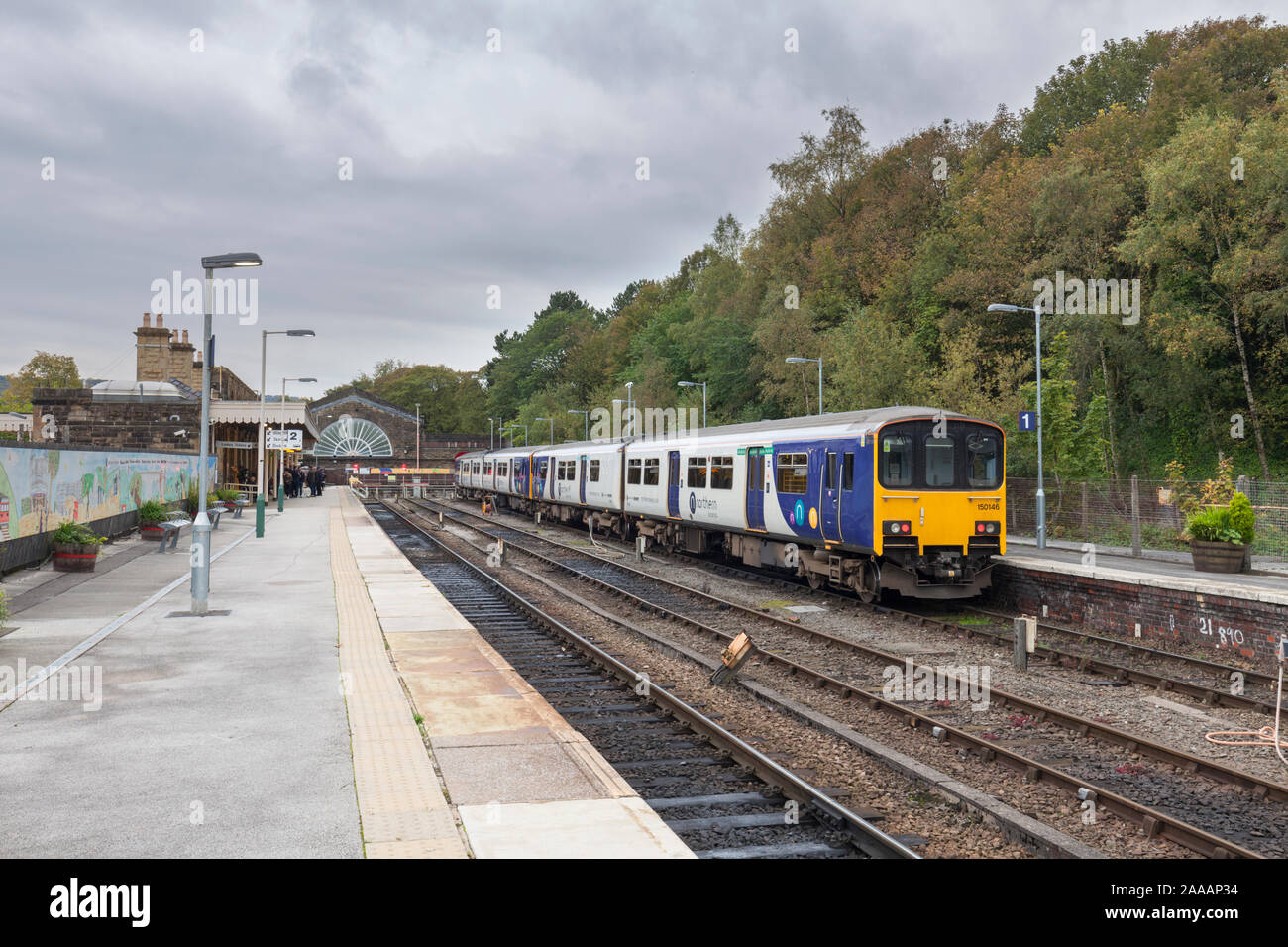 2 Arriva Northern rail class 150 diesel multiple units at Buxton ...