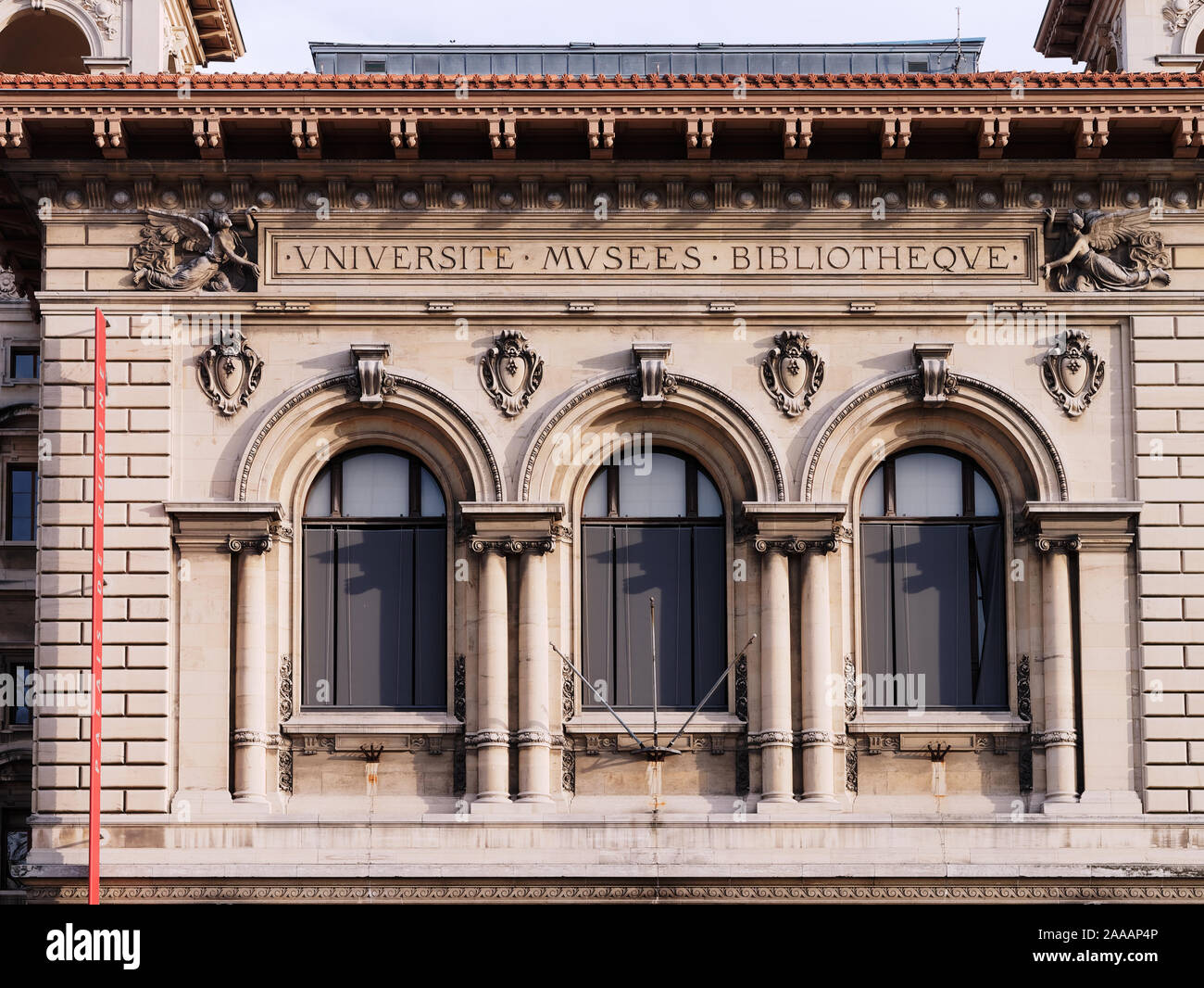 Close-up of the Palais de Rumine, a late 19th-century building in ...
