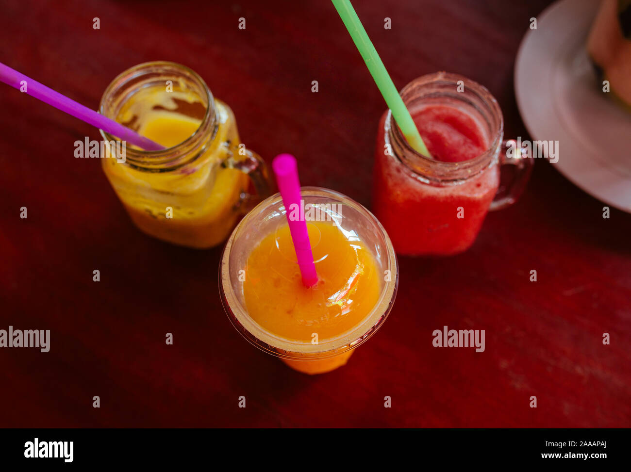 Fresh Fruit shake in hot summer Asia Stock Photo - Alamy