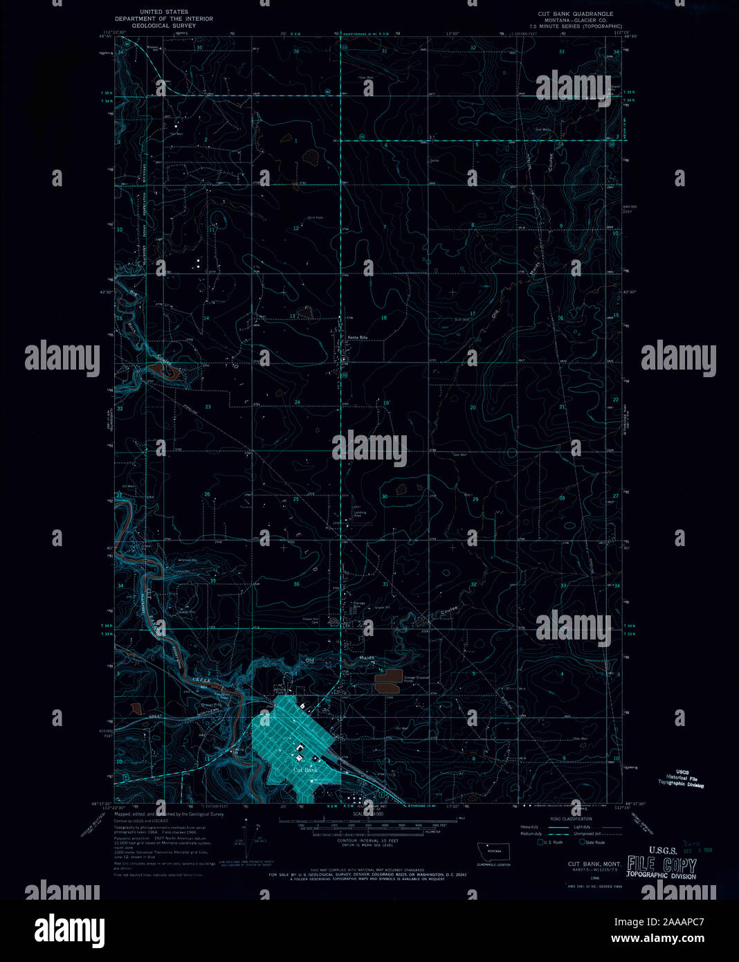 Map Of Cut Bank Montana High Resolution Stock Photography and Images ...