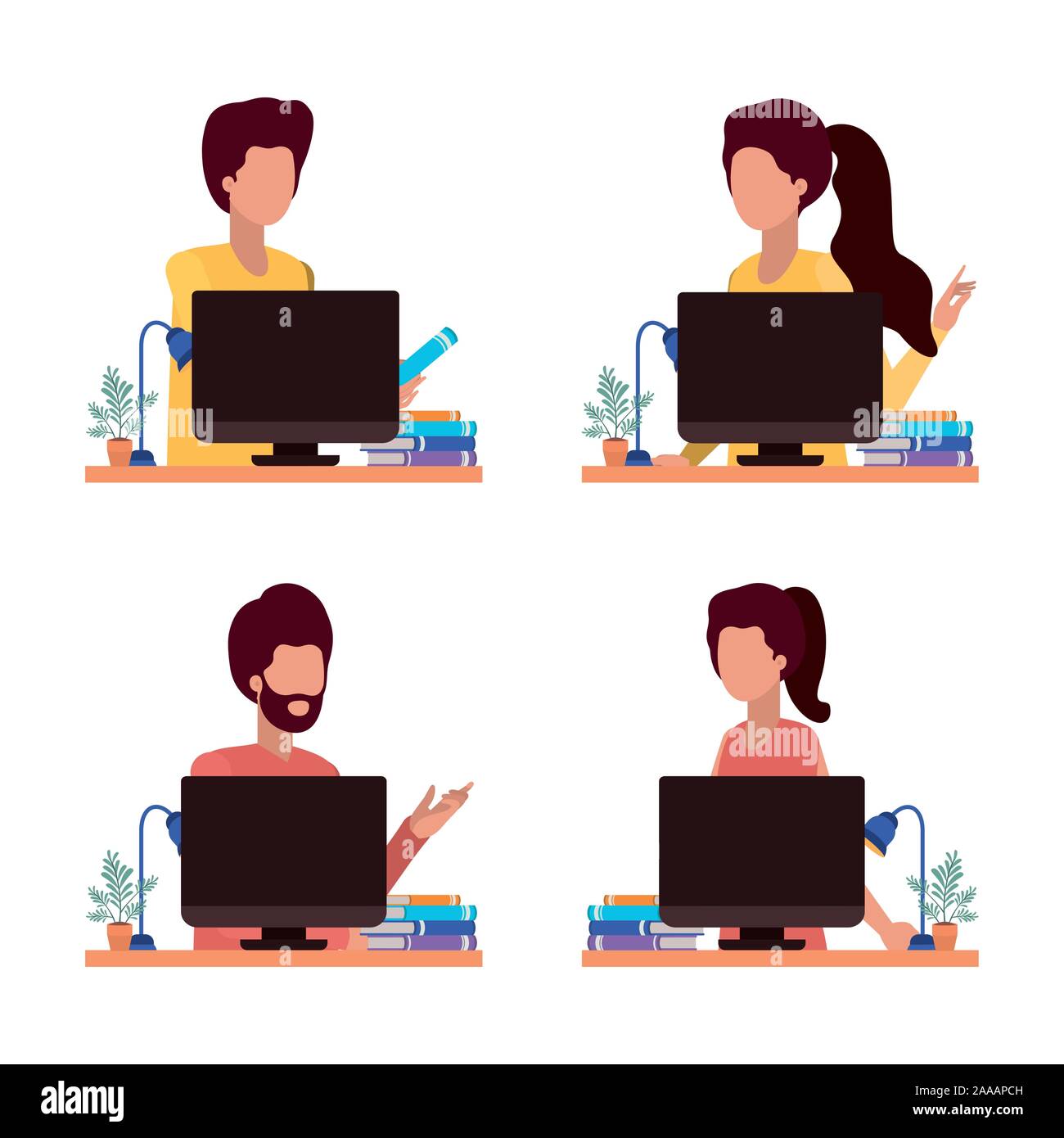 People avatars with computers vector design Stock Vector Image & Art ...