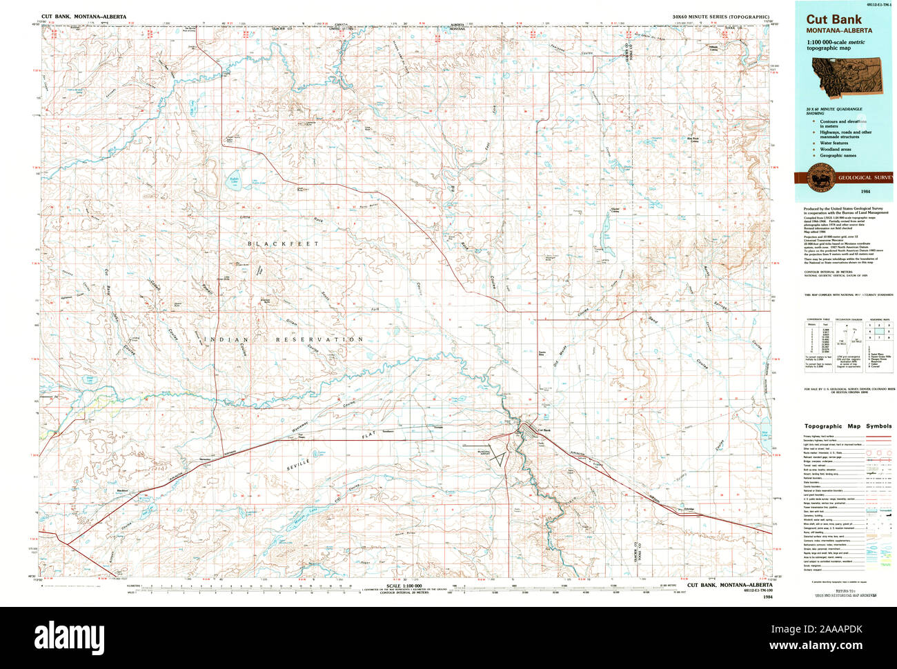 Map Of Cut Bank Montana High Resolution Stock Photography and Images ...