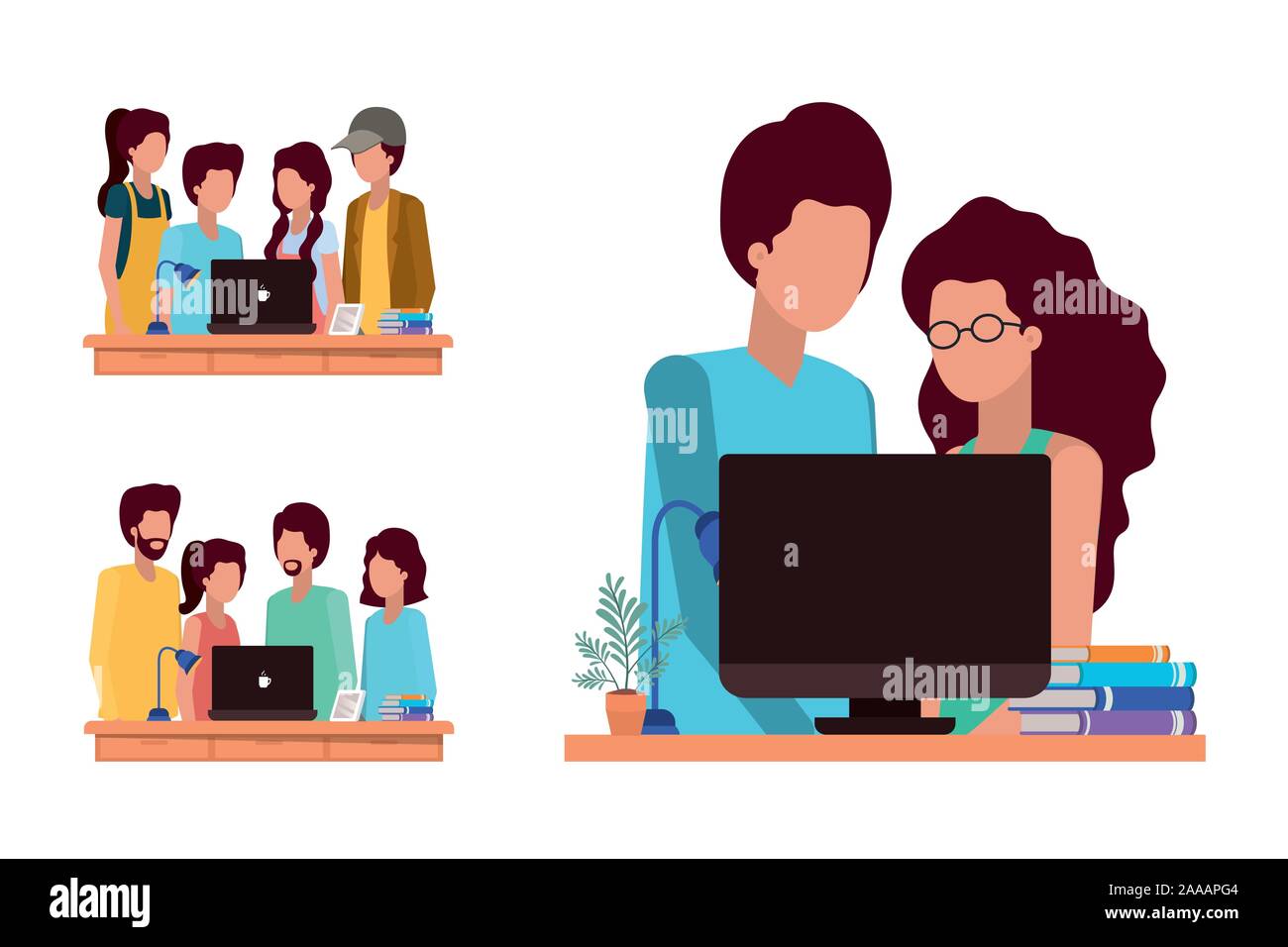 People avatars with computers vector design Stock Vector Image & Art ...