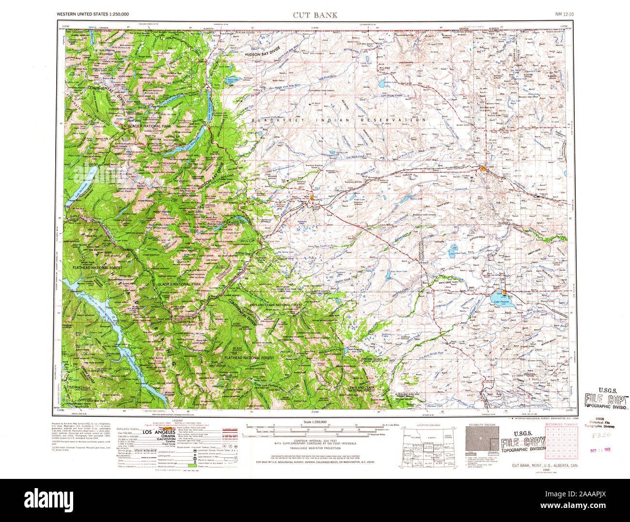 USGS TOPO Map Montana MT Cut Bank 268687 1960 250000 Restoration Stock ...