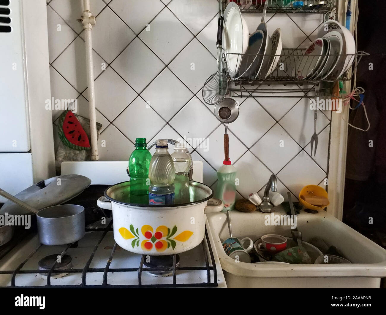 mess and dump. An old room with lots of things. Devastation. Very small ...