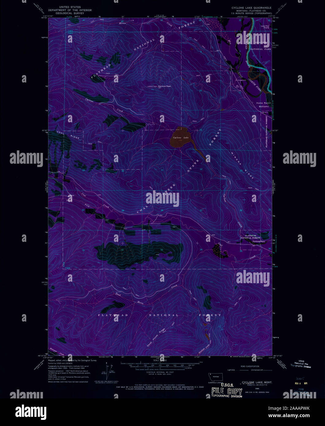 USGS TOPO Map Montana MT Cyclone Lake 263274 1966 24000 Inverted ...