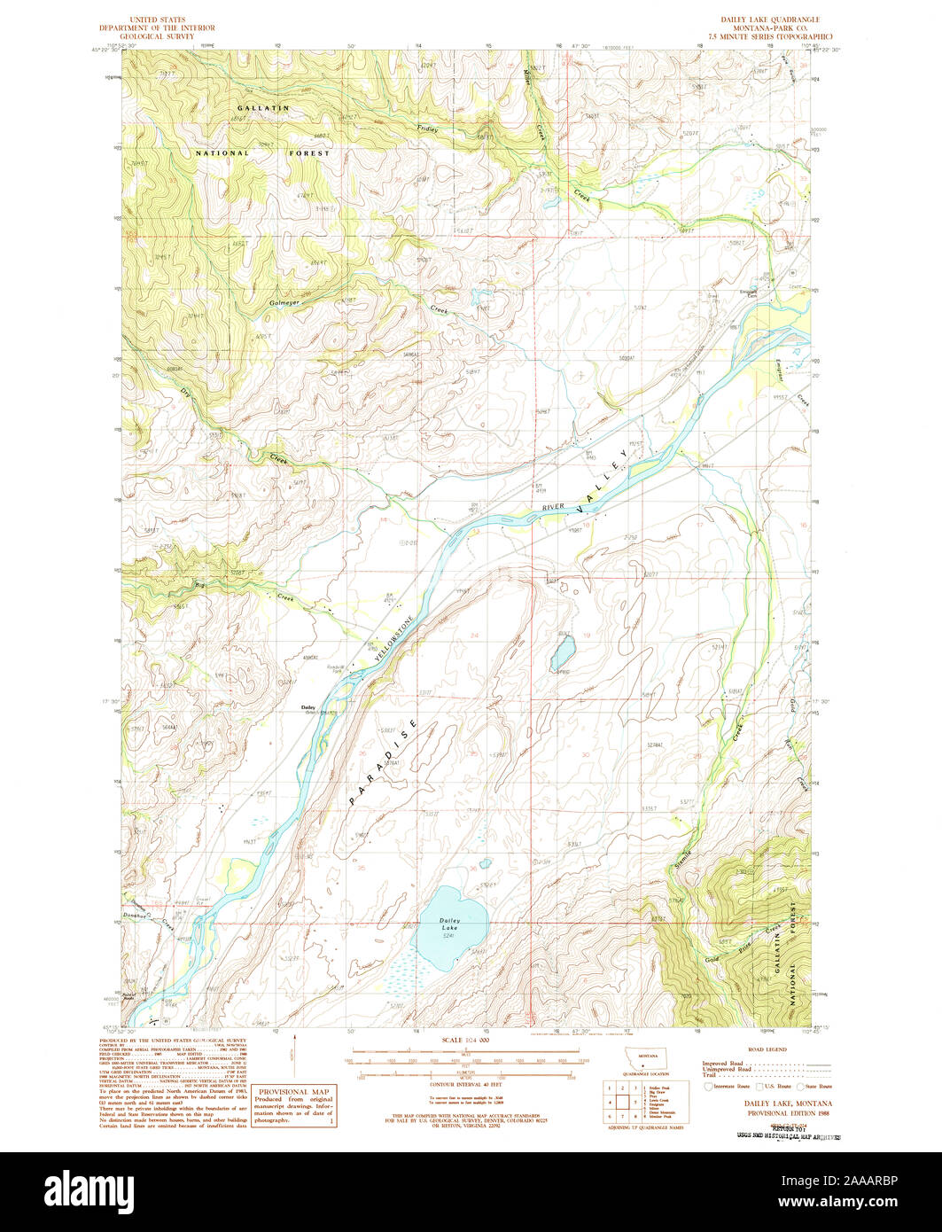 USGS TOPO Map Montana MT Dailey Lake 263286 1988 24000 Restoration ...
