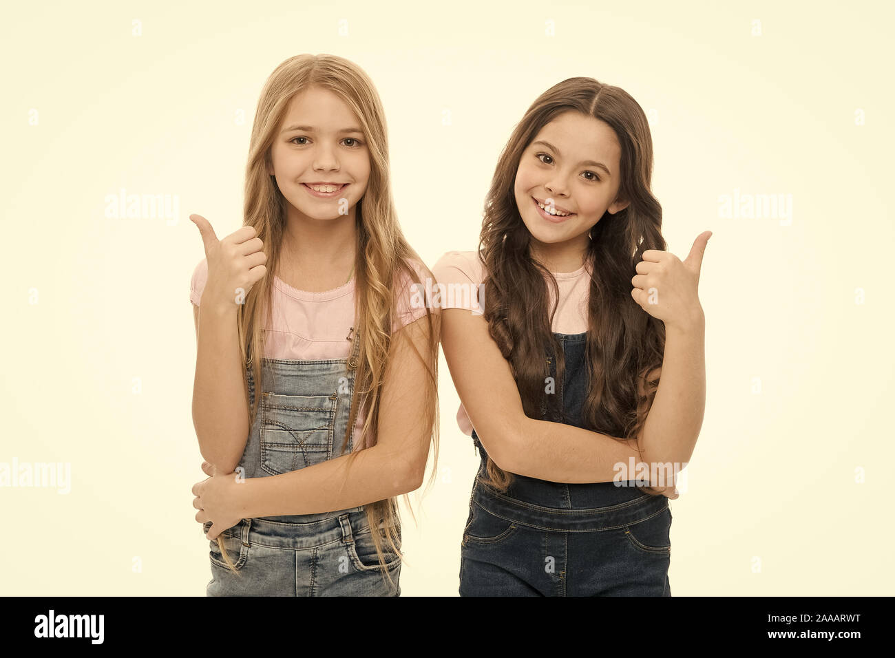 Sisters kids isolated white background. Sisterly relationship ...