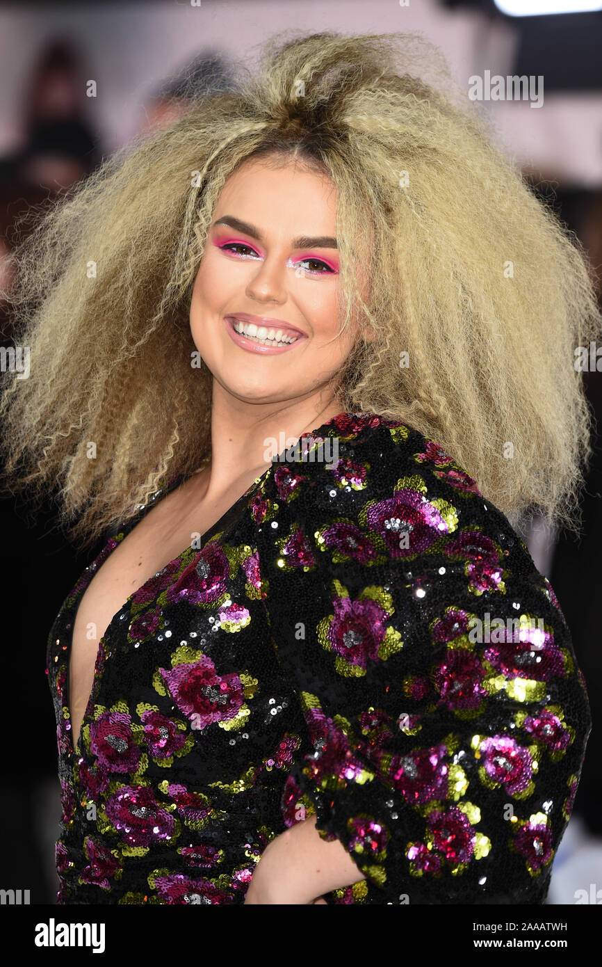 LONDON, UK. November 20, 2019: Tallia Storm arriving for the "Charlie's ...
