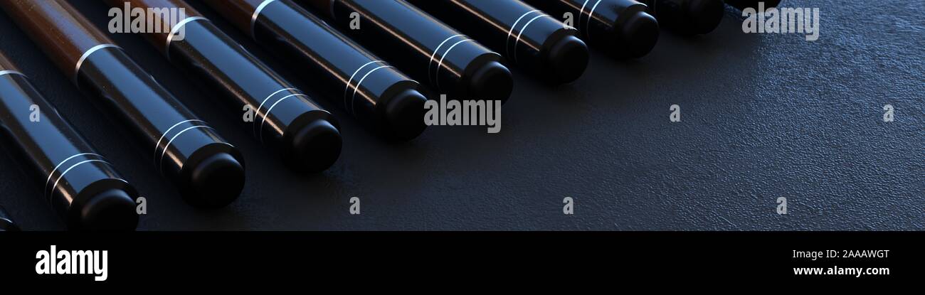 Billiard banner with cues. Header specialization in billiards Stock ...
