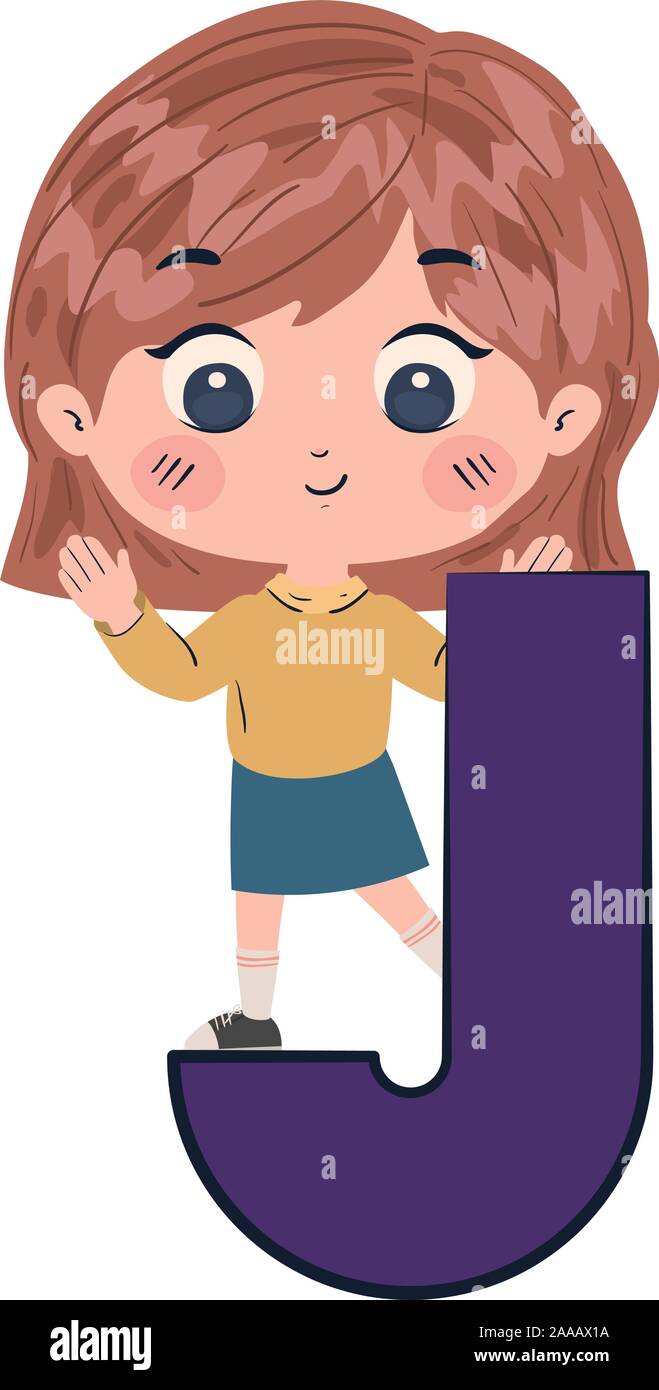 Isolated girl cartoon with alphabet letter vector design Stock Vector ...