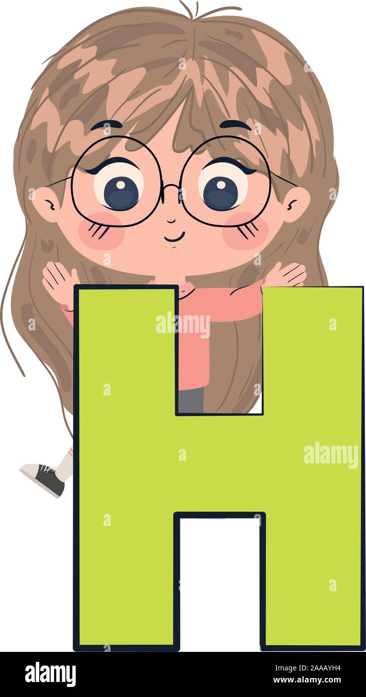 Isolated girl cartoon with alphabet letter vector design Stock Vector ...