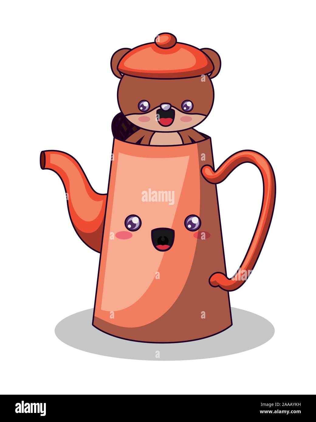 Kawaii beaver and kettle cartoon vector design Stock Vector Image & Art ...