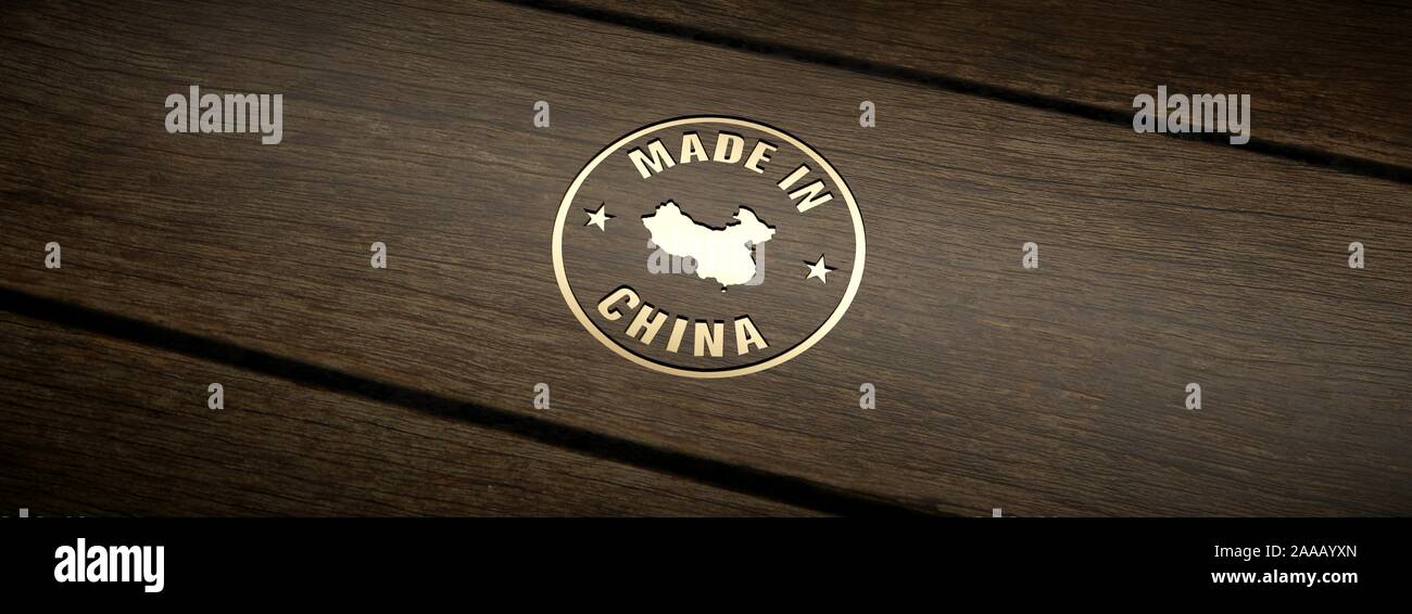 Stamp made in China, engraved in wood with gold inlays Stock Photo - Alamy