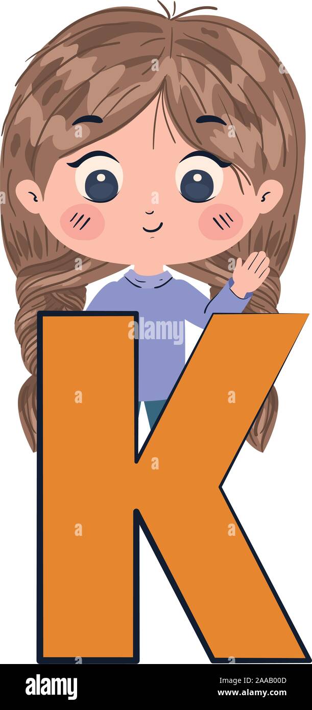 Isolated girl cartoon with alphabet letter vector design Stock Vector ...