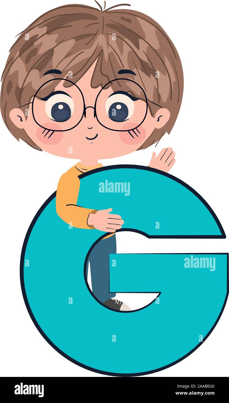 Boy cartoon with letter of the alphabet vector design Stock Vector ...