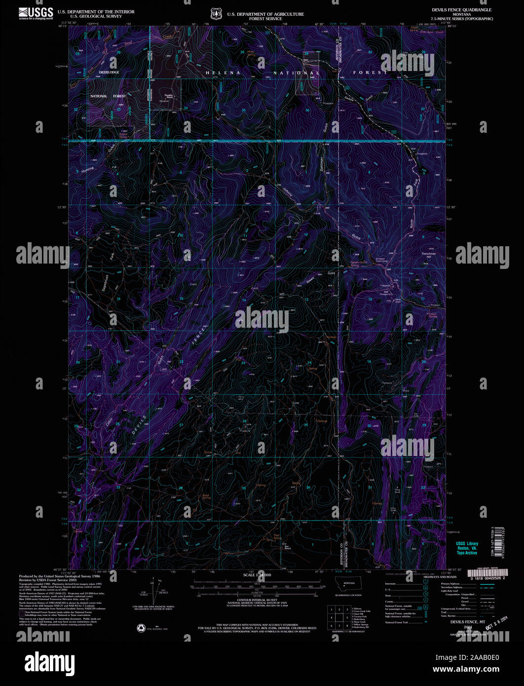 USGS TOPO Map Montana MT Devils Fence 263387 2001 24000 Inverted ...