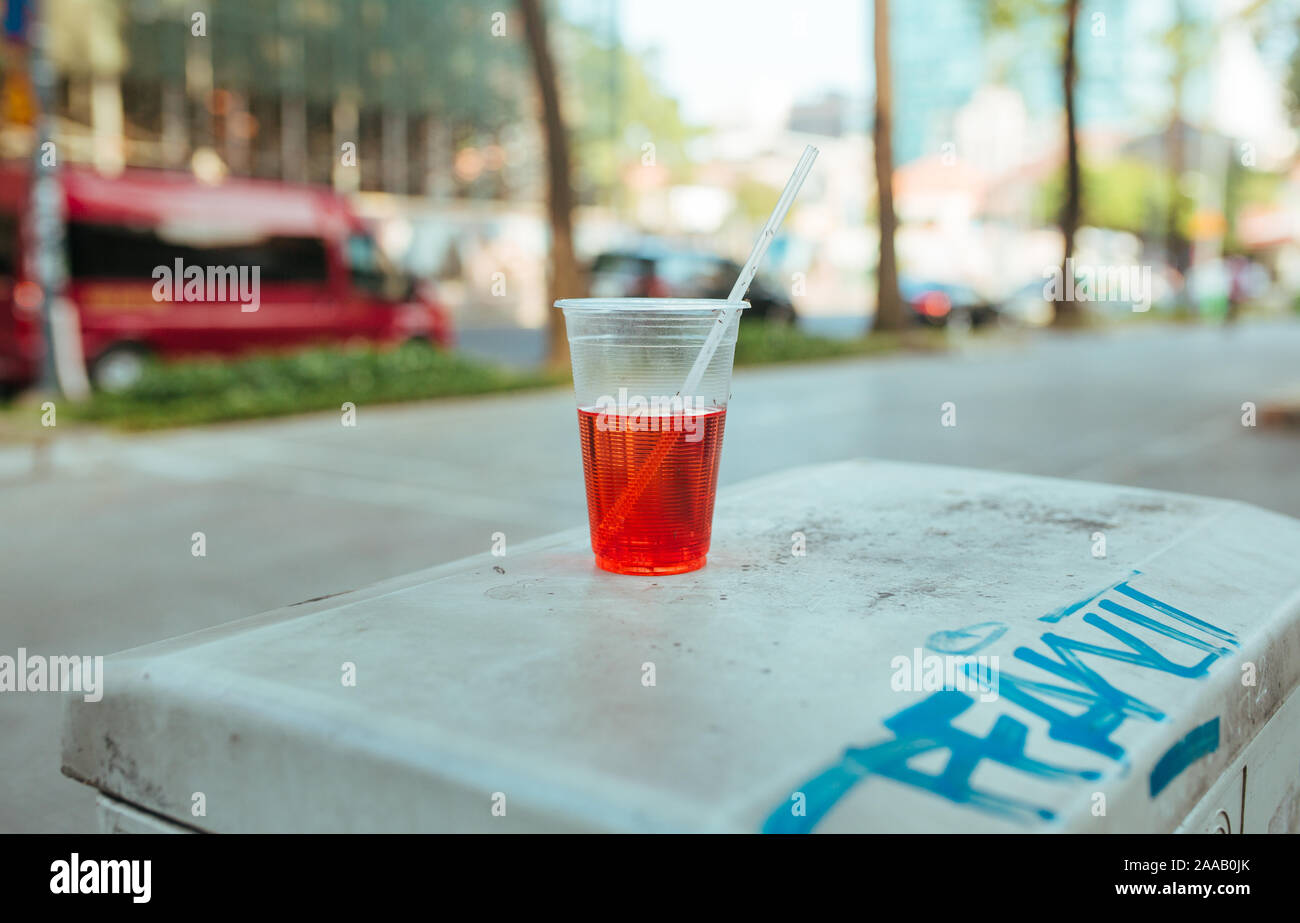 Sugarcane fresh Juice with insects on the street in Asia Stock Photo ...