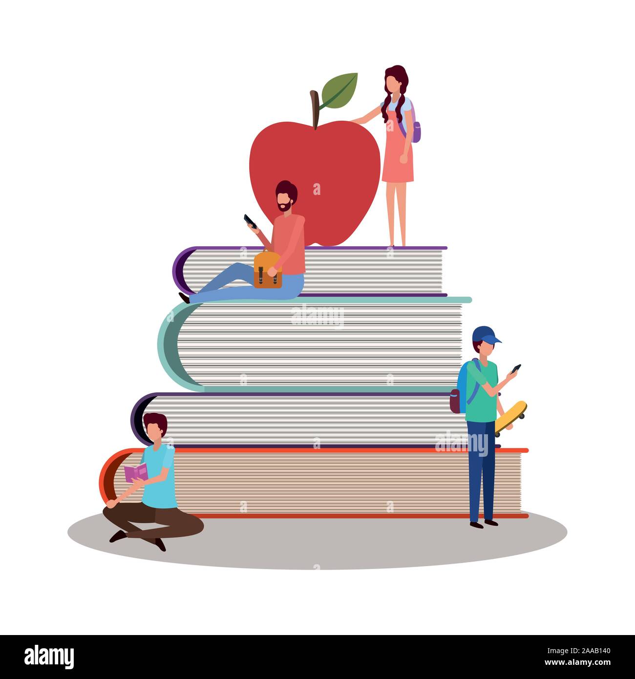 School students with books vector design Stock Vector Image & Art - Alamy