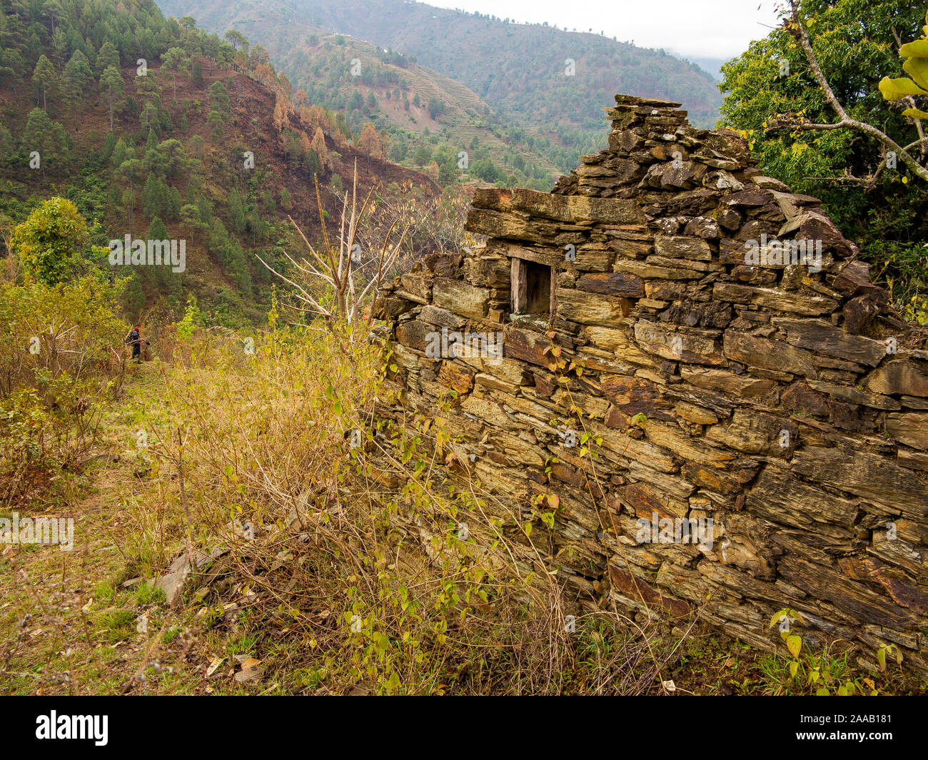 Abandoned house near the terraced field at Sanouli village where Jim ...