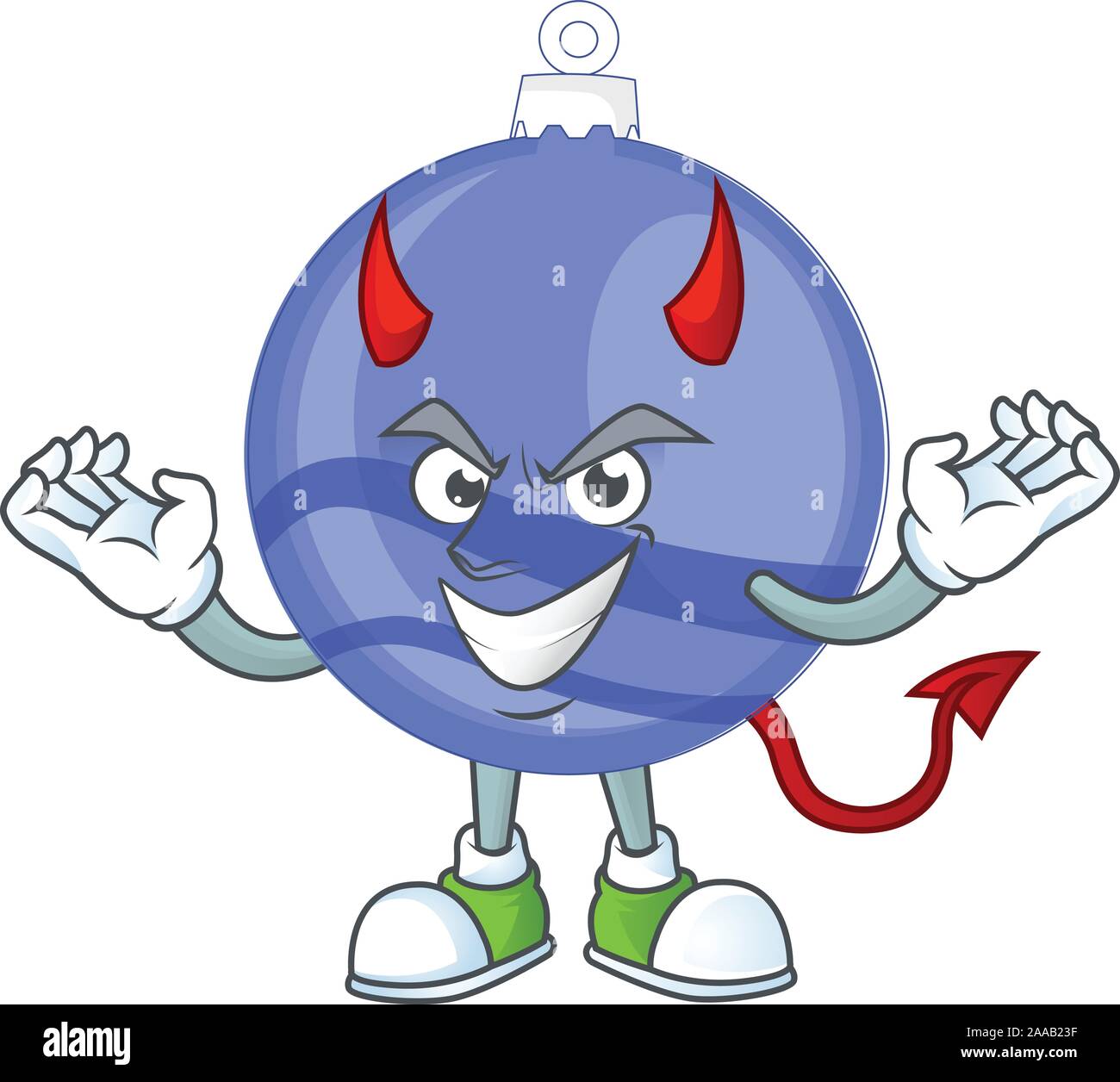 Shiny blue christmas ball cartoon with character devil Stock Vector ...