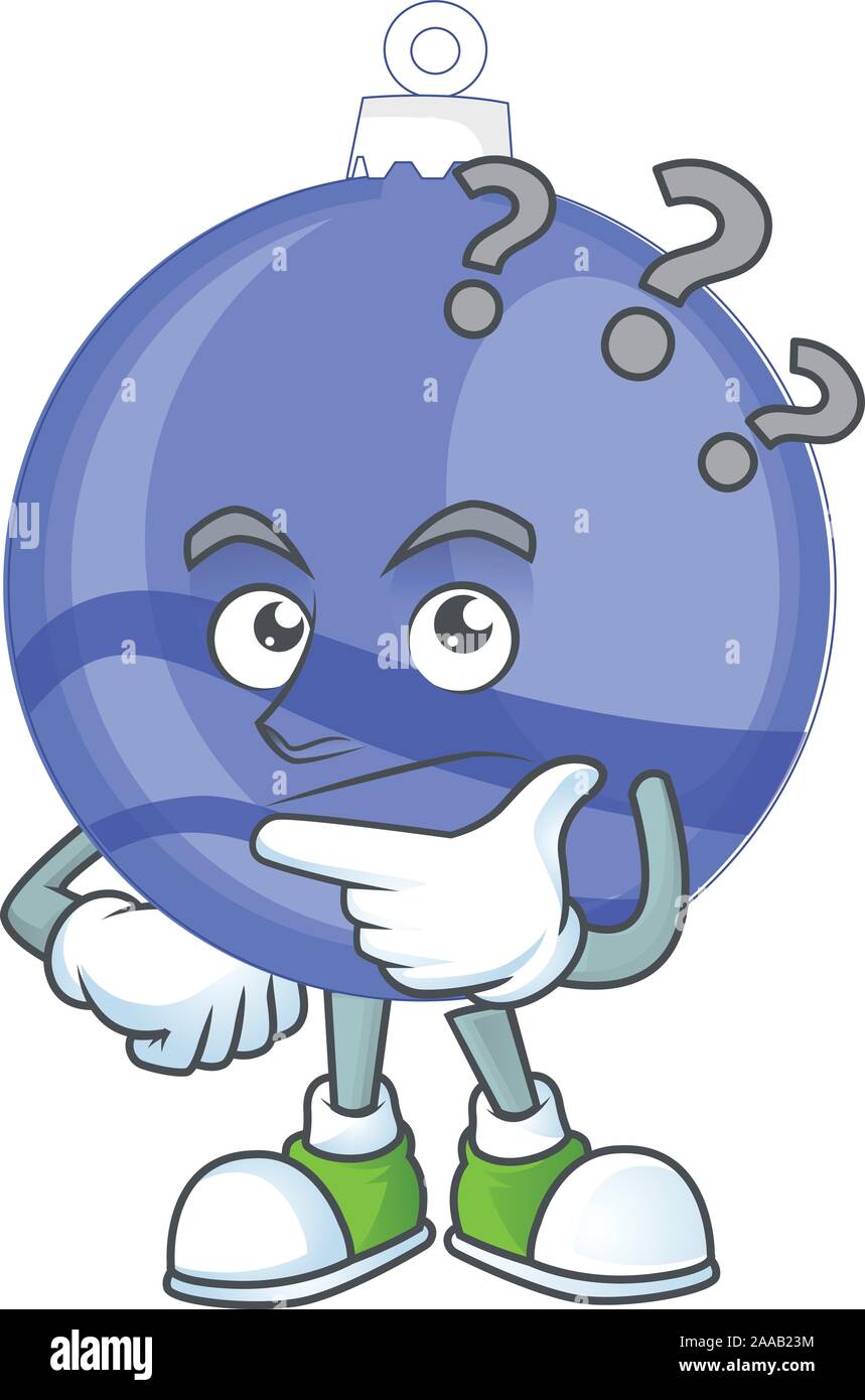 Shiny blue christmas ball cartoon with character thinking Stock Vector ...