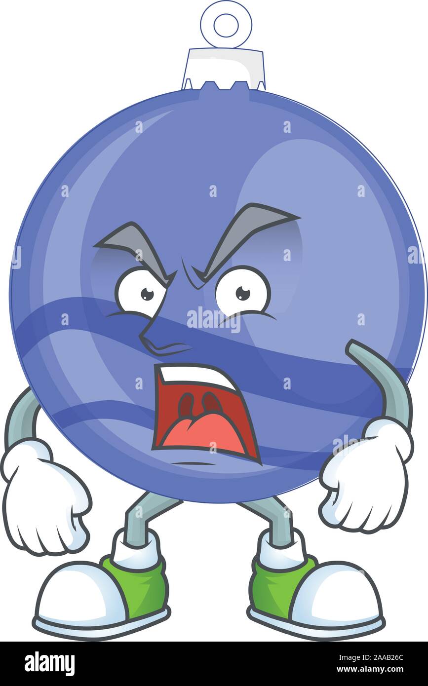 Shiny blue christmas ball cartoon with character angry Stock Vector ...