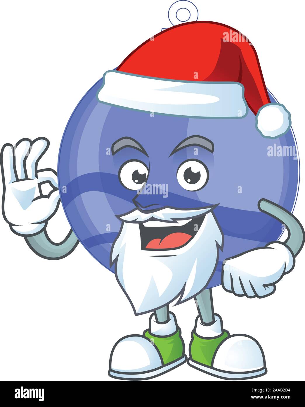 Mascot santa claus in the cartoon blue christmas ball Stock Vector ...