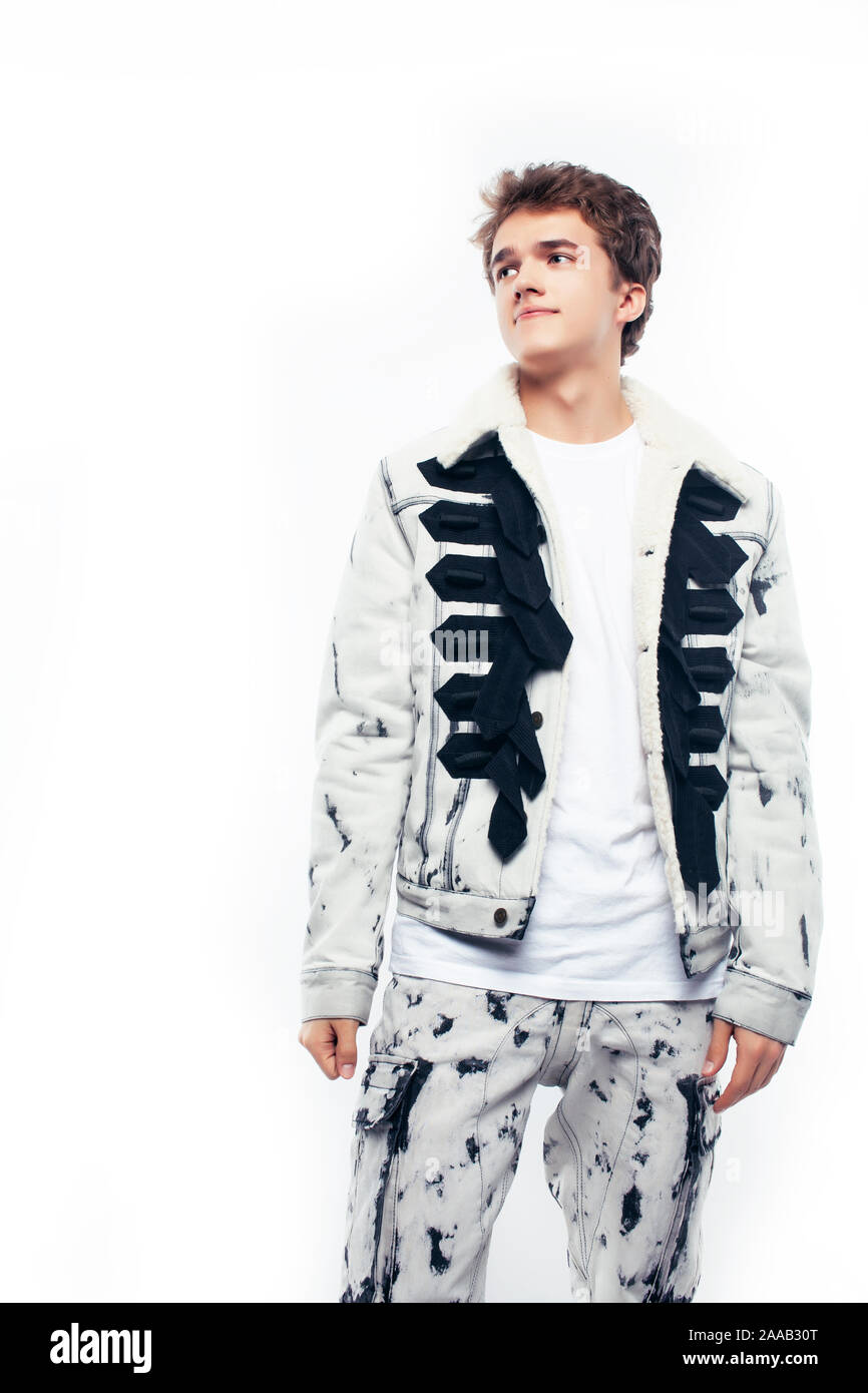 young pretty guy posing emotional cheerful isolated on white background ...