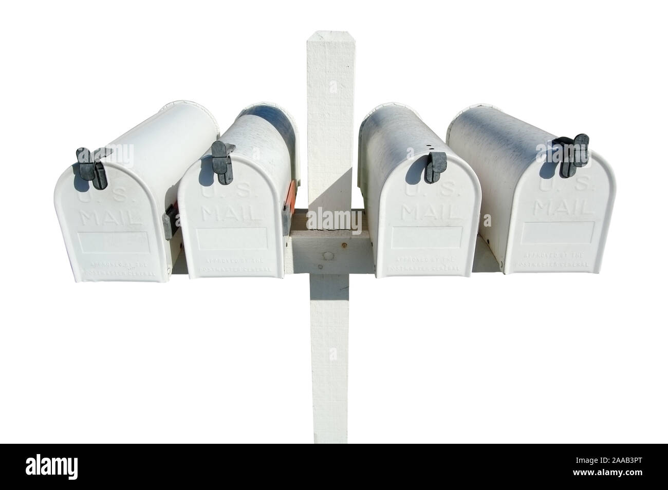 Row of White Mailboxes Isolated on a White Background Stock Photo - Alamy