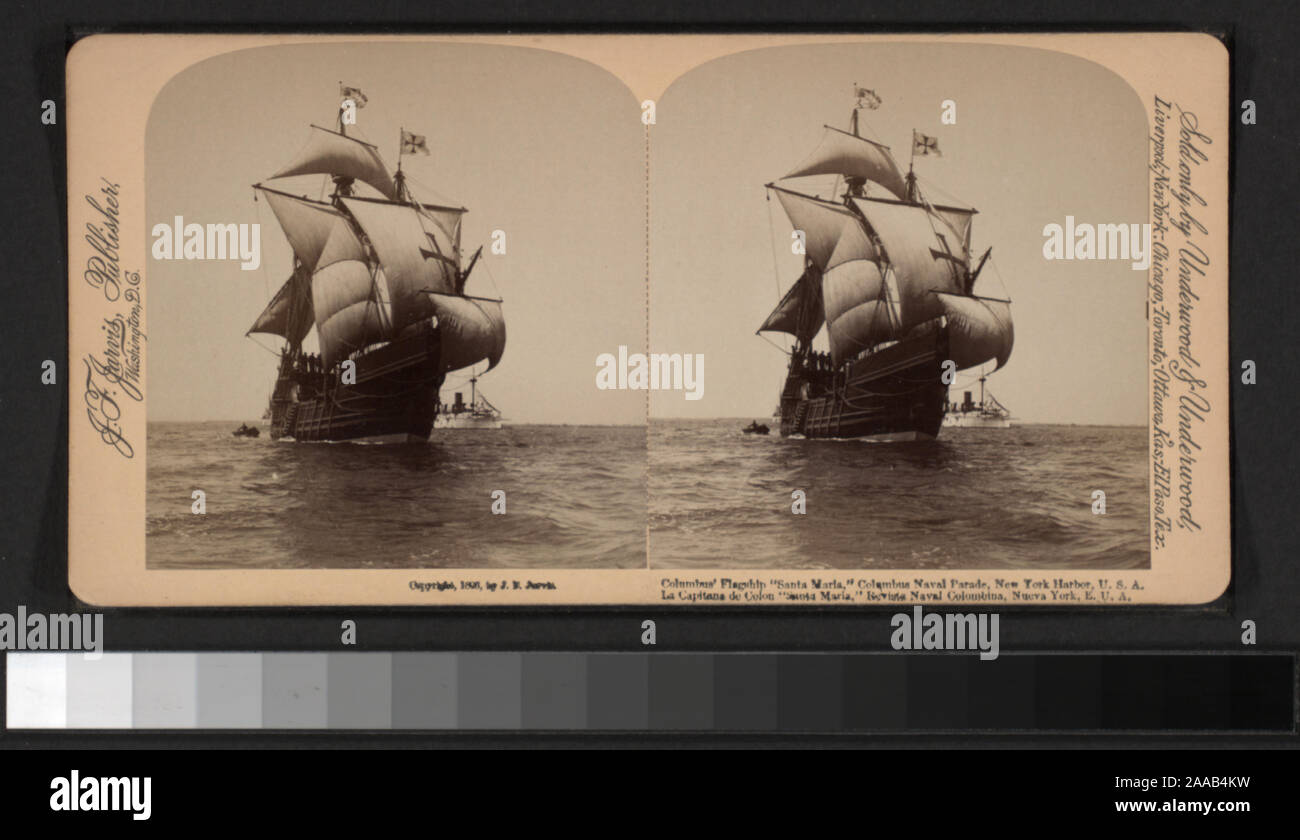 Columbus' flagship Santa Maria, Columbus Naval parade, New York Harbor ...