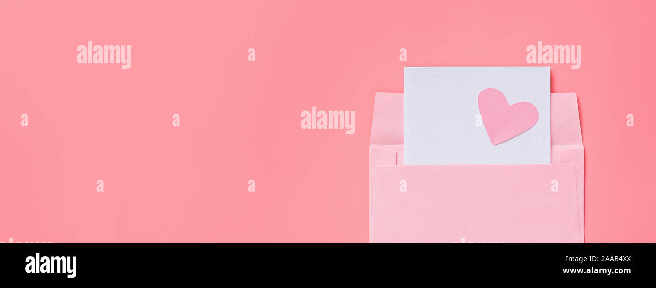 Valentine's day background with pink hearth. Flat lay, top view, mock ...