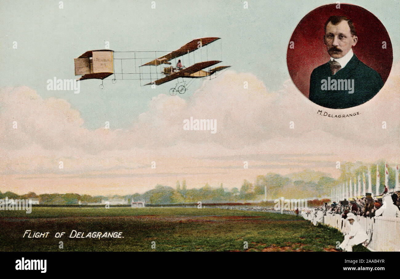 Flight of Ferdinand Léon Delagrange, French Aviator, old postcard Stock ...