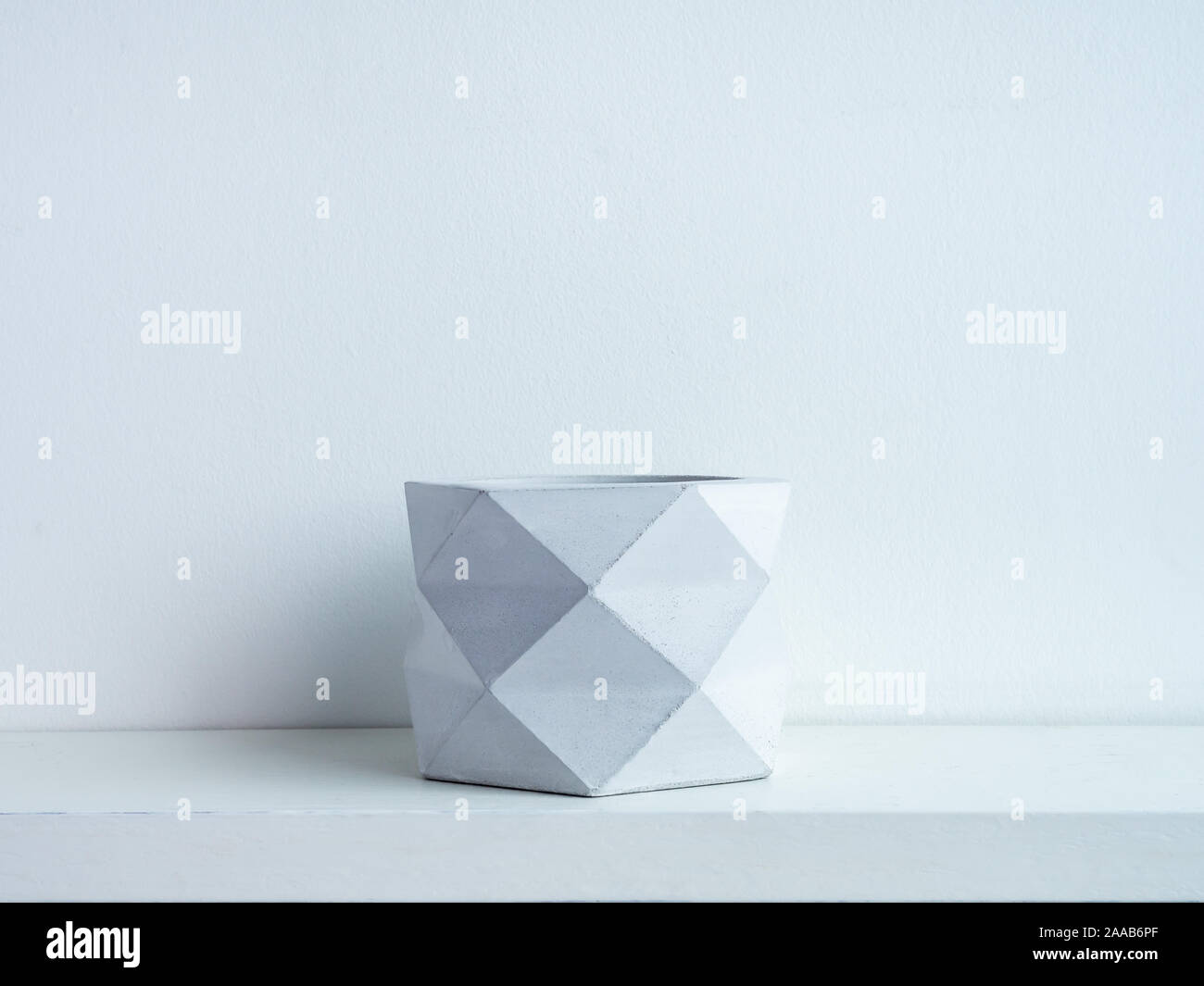 Cactus pot. Concrete pot. Empty modern geometric concrete planter on ...