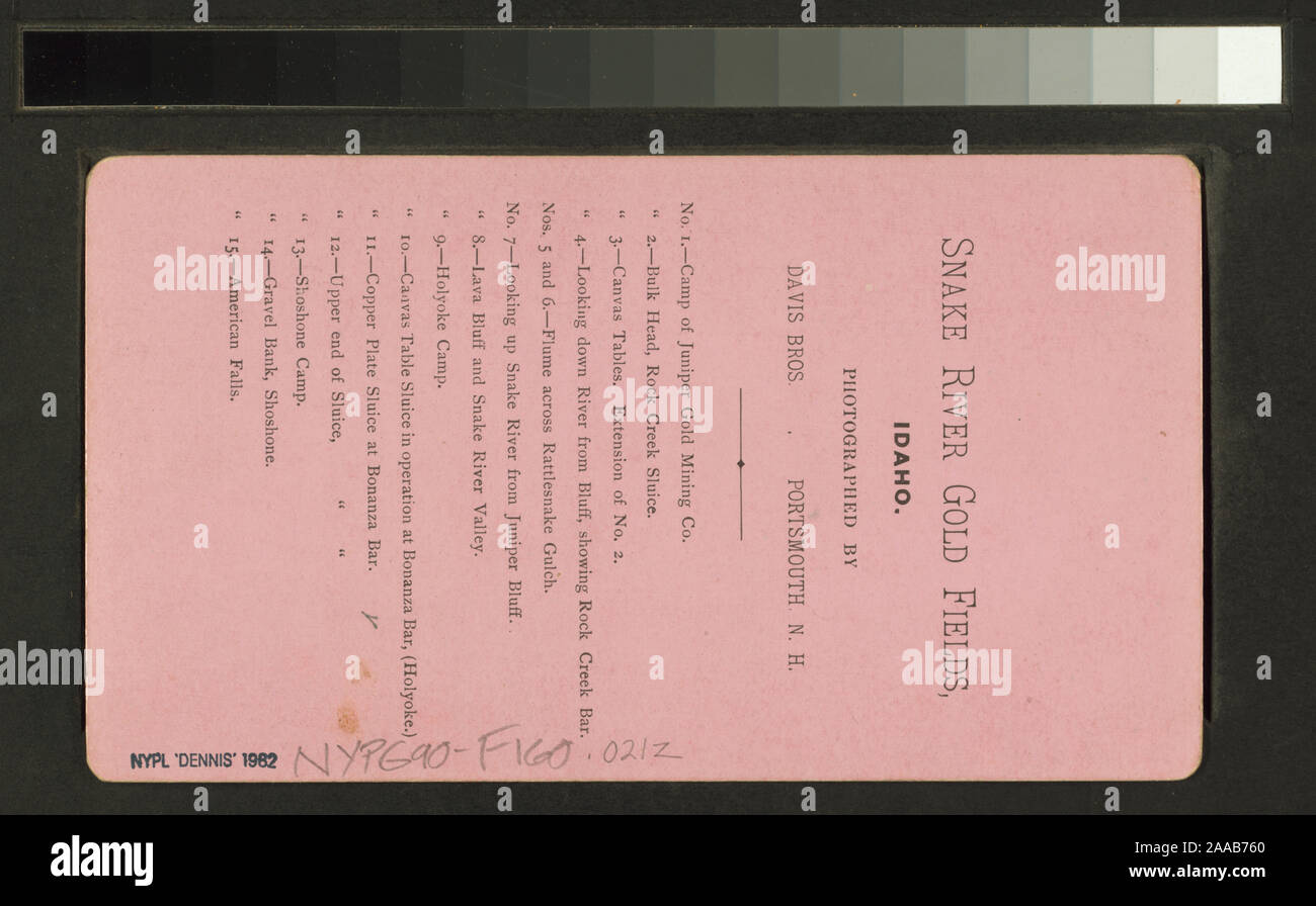 Copper plate sluice at Bonanza bar.; Copper plate sluice at Bonanza bar ...