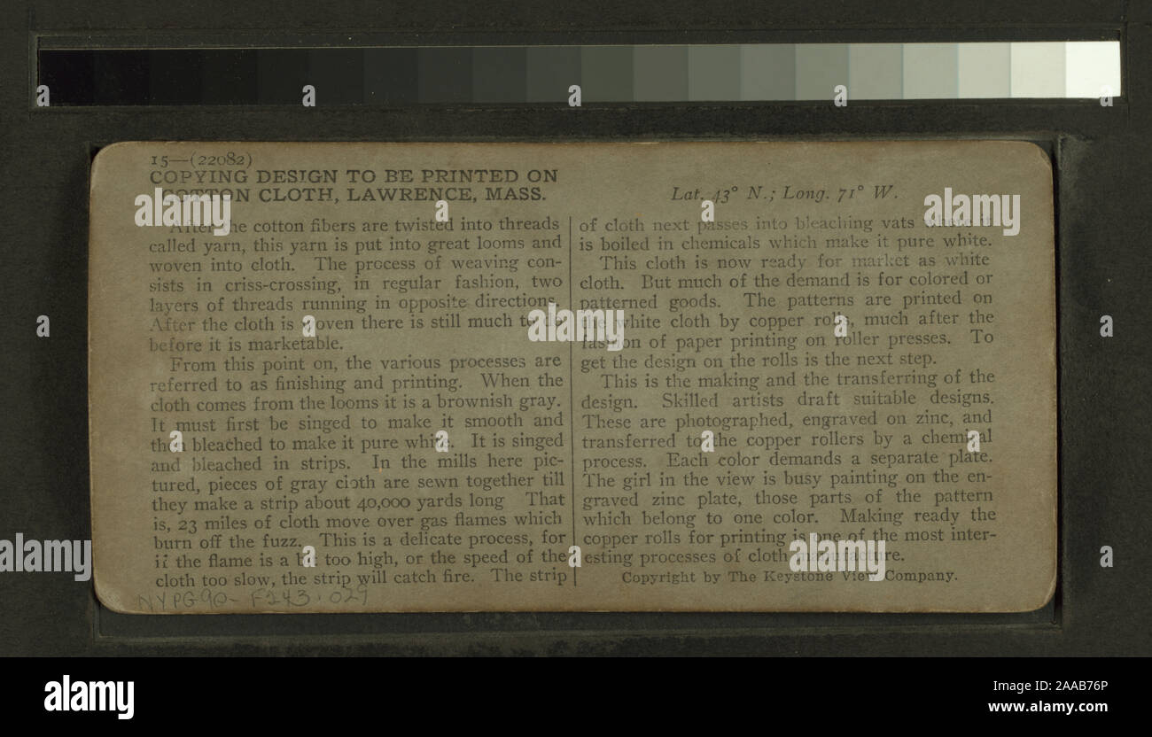 Copying design on copper rolls for printing cotton cloth, Lawrence ...