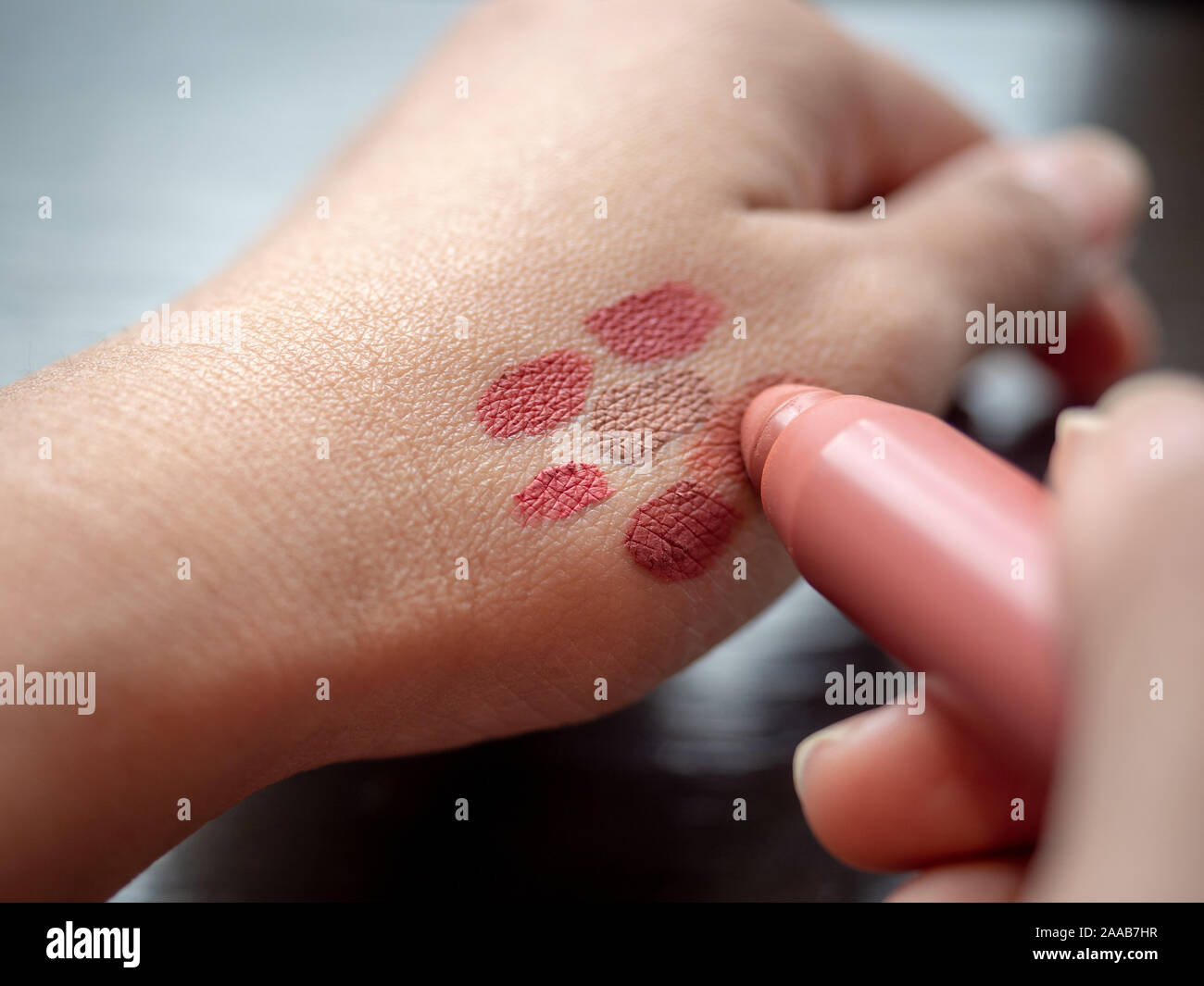 Makeup colours testing hi-res stock photography and images - Alamy