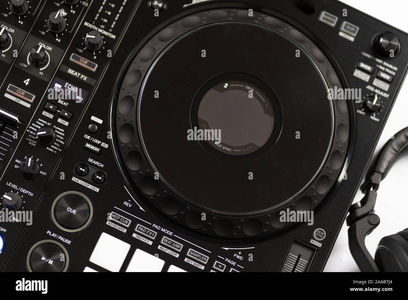Black modern audio DJ controller Top view Stock Photo - Alamy