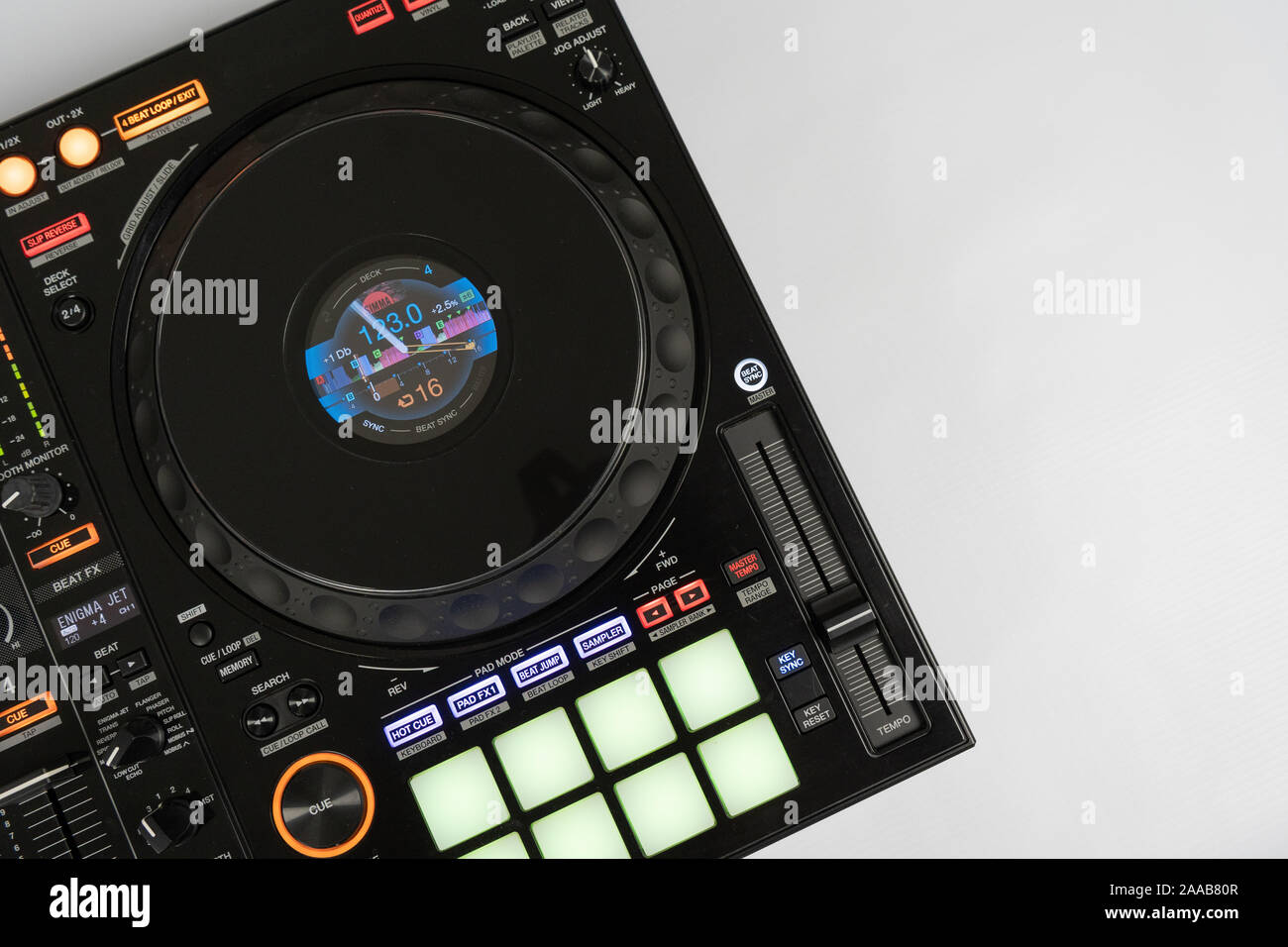Black modern audio DJ controller Top view Stock Photo - Alamy