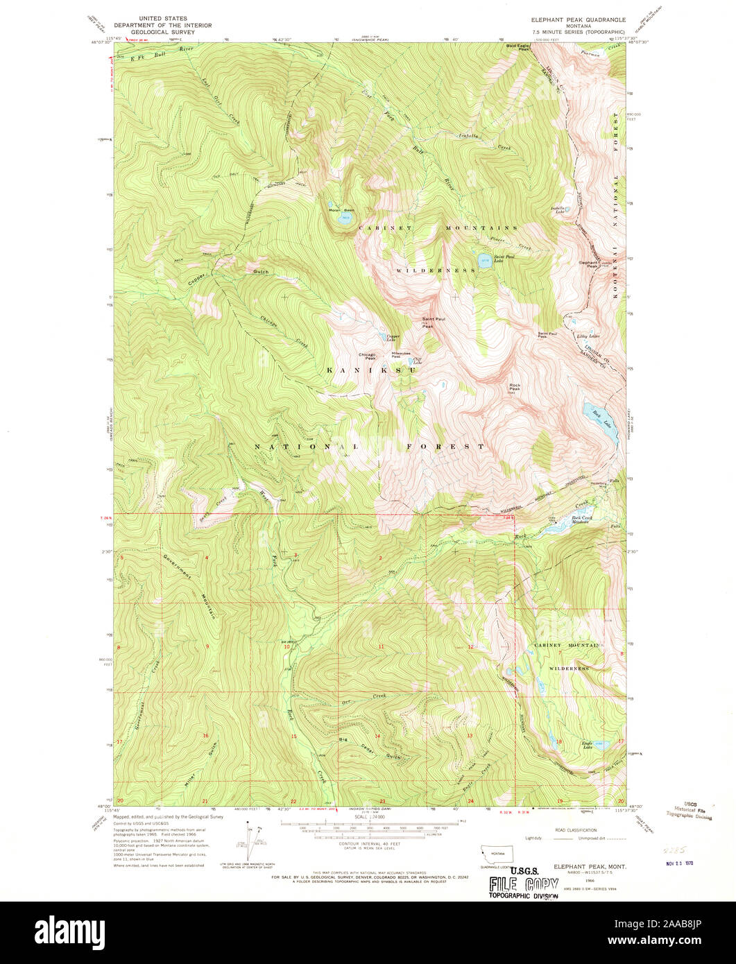USGS TOPO Map Montana MT Elephant Peak 263591 1966 24000 Restoration ...