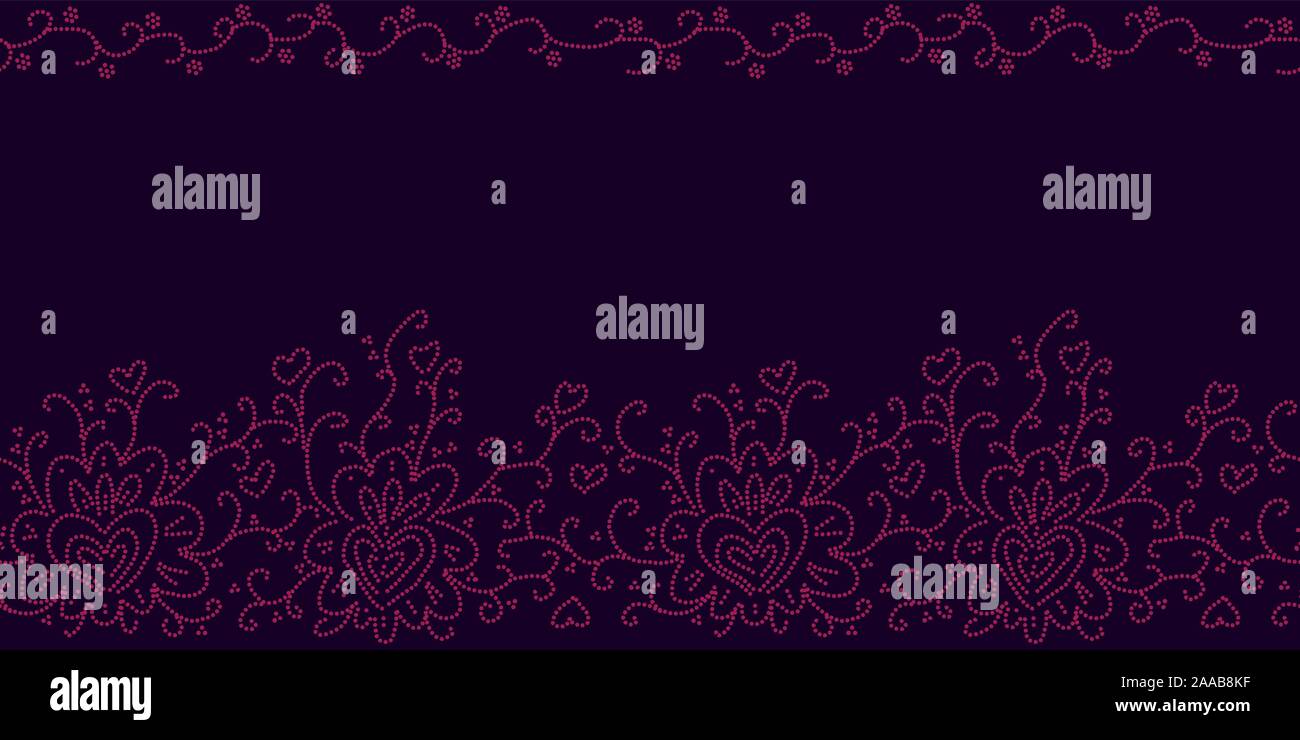 seamless vector horizontal border print with dotted folk floral mmotif ...