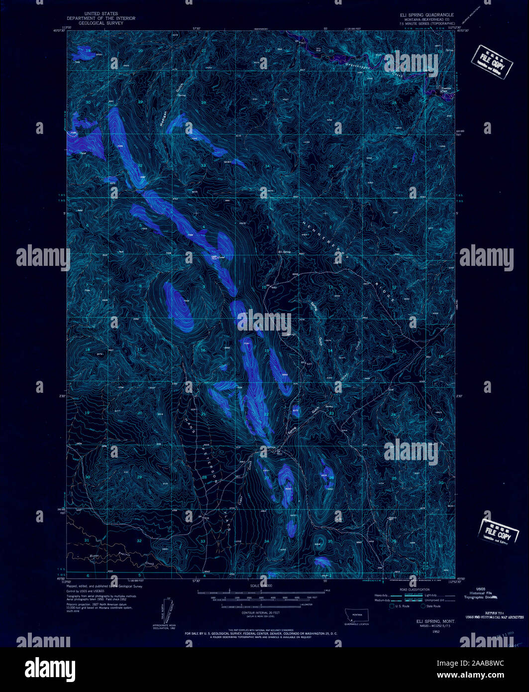 USGS TOPO Map Montana MT Eli Spring 263598 1952 24000 Inverted ...