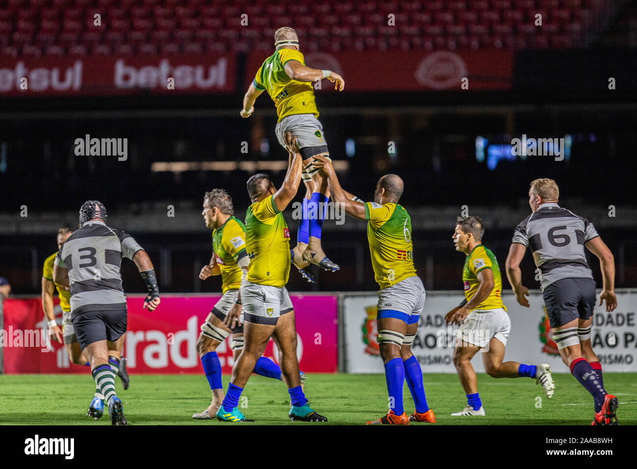 SÃO PAULO, SP - 20.11.2019: BRASIL X BARBARIAN FC - The Brazilian rugby team receives the ...