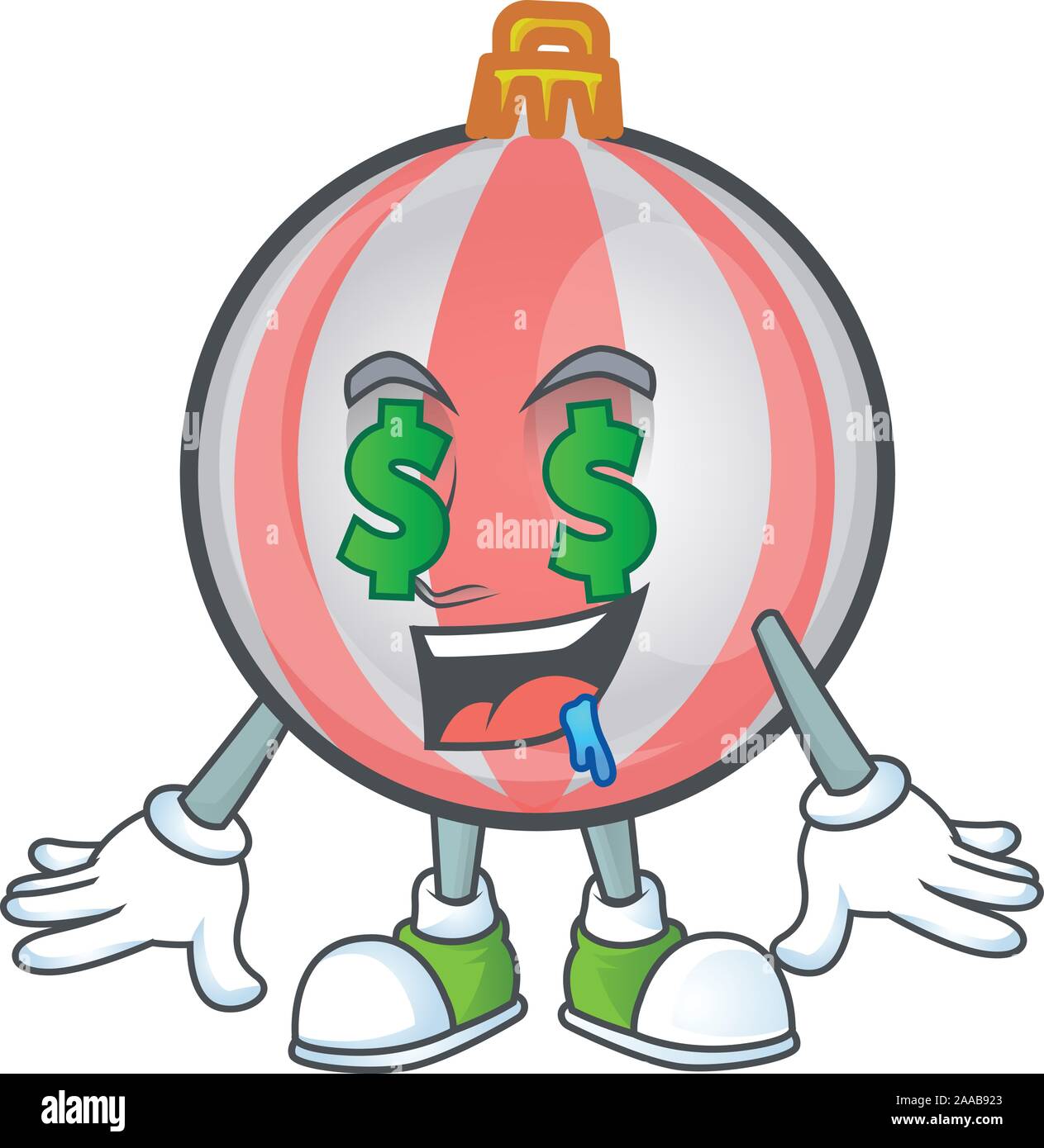 Christmas ball in the cartoon character money eye Stock Vector Image ...