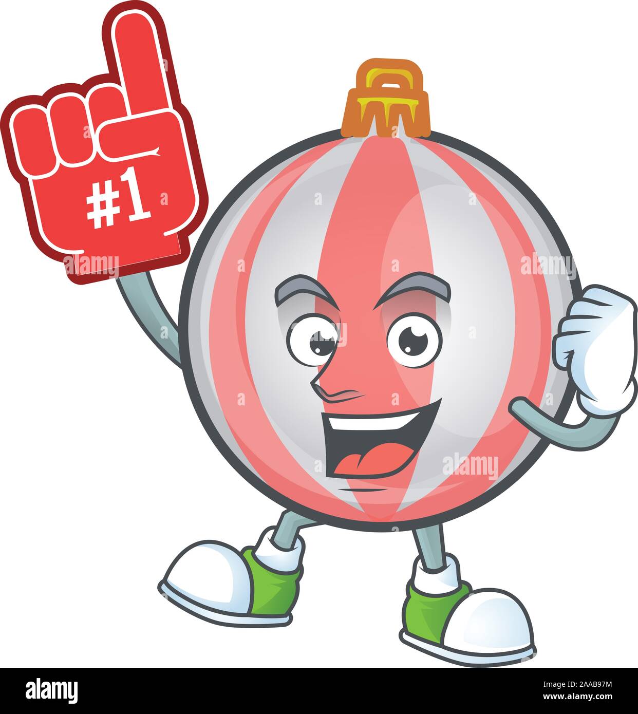 Christmas ball in the cartoon character foam finger Stock Vector Image ...