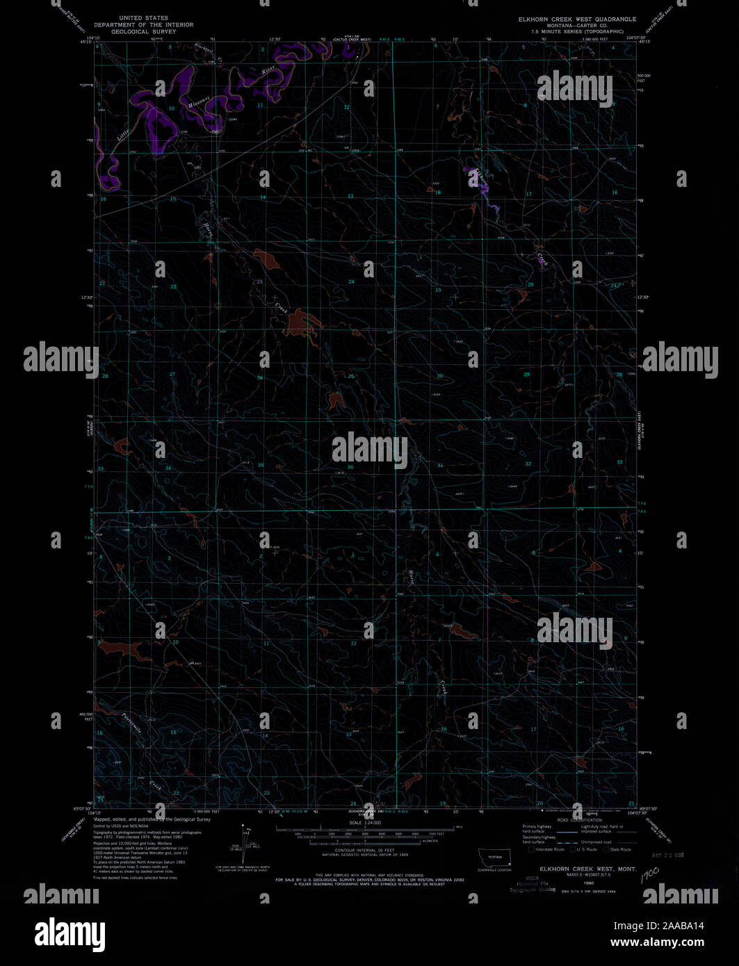 USGS TOPO Map Montana MT Elkhorn Creek West 263625 1980 24000 Inverted ...