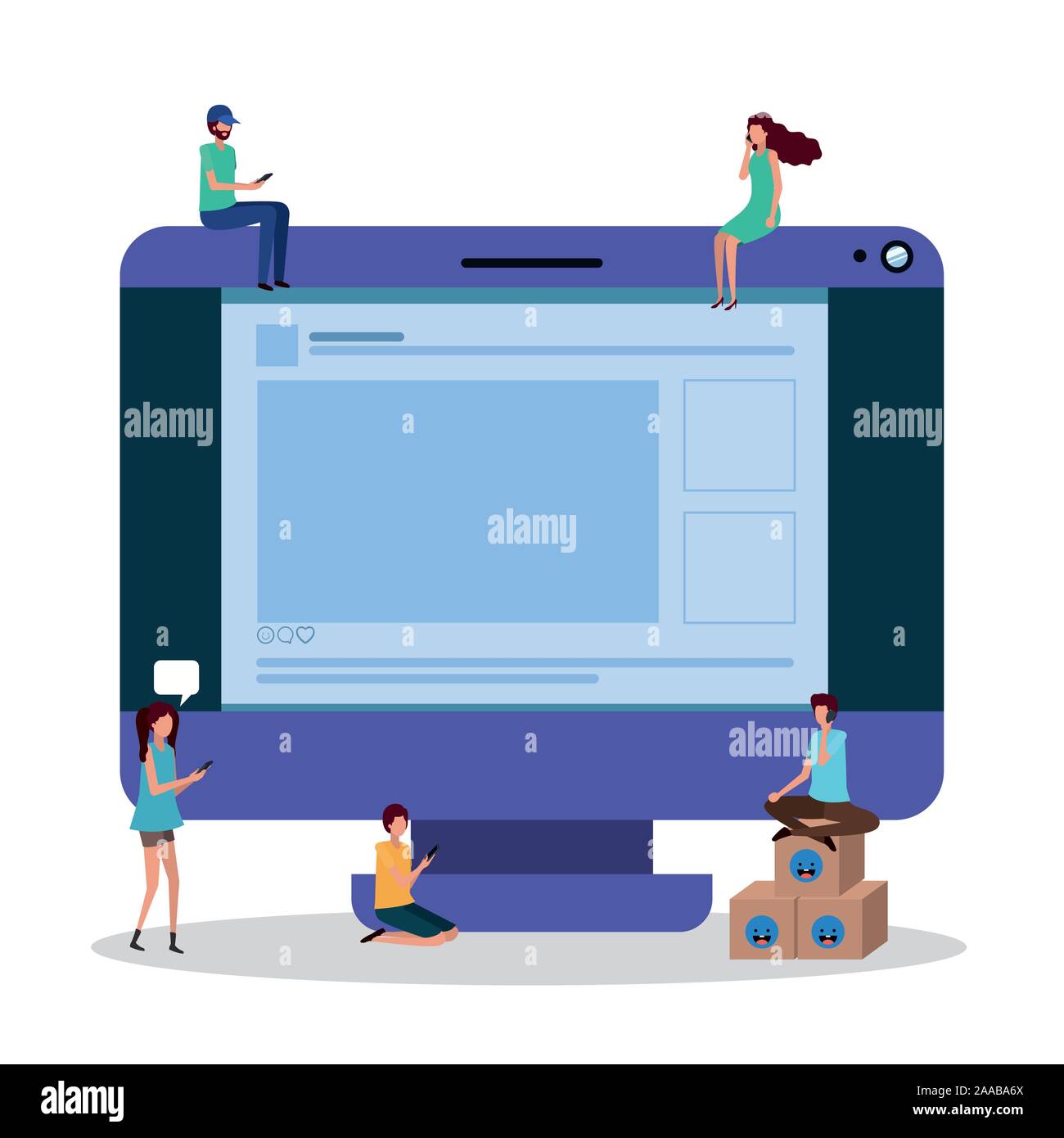 Digital computer and people vector design Stock Vector Image & Art - Alamy