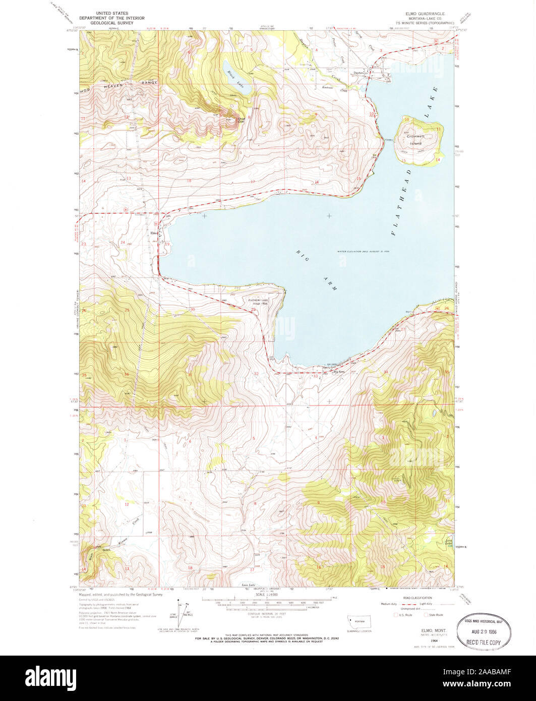 USGS TOPO Map Montana MT Elmo 263641 1964 24000 Restoration Stock Photo ...