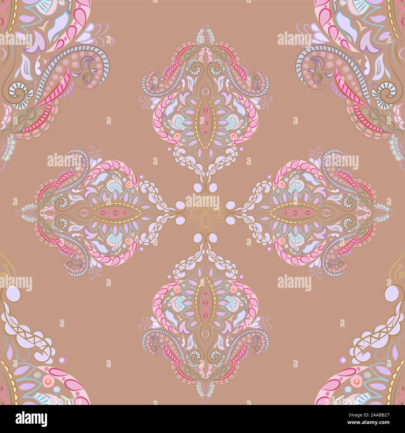 Ornate vintage seamless damask background. Floral baroque ornament in ...