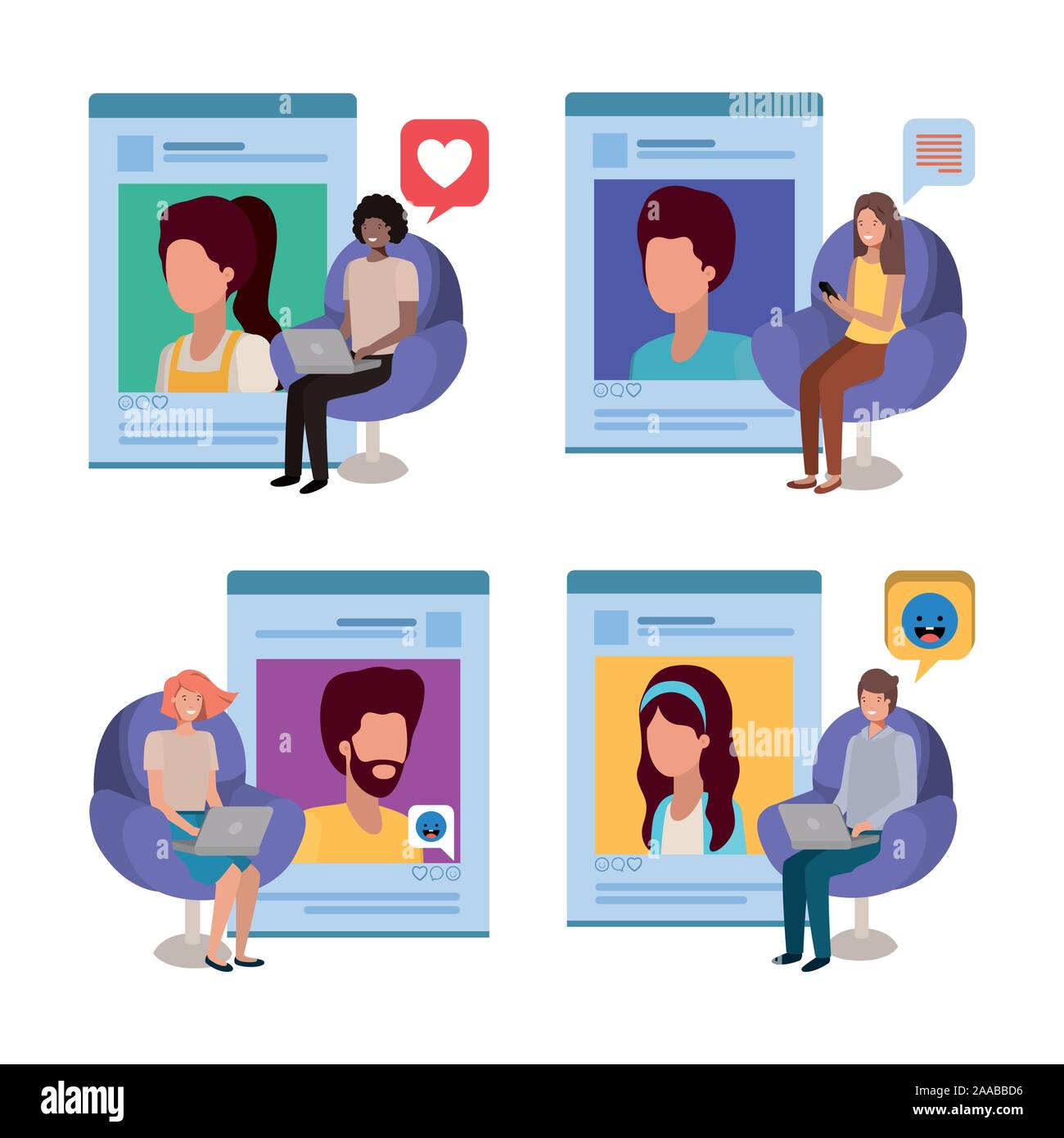 Digital technology and social media icon set vector design Stock Vector ...